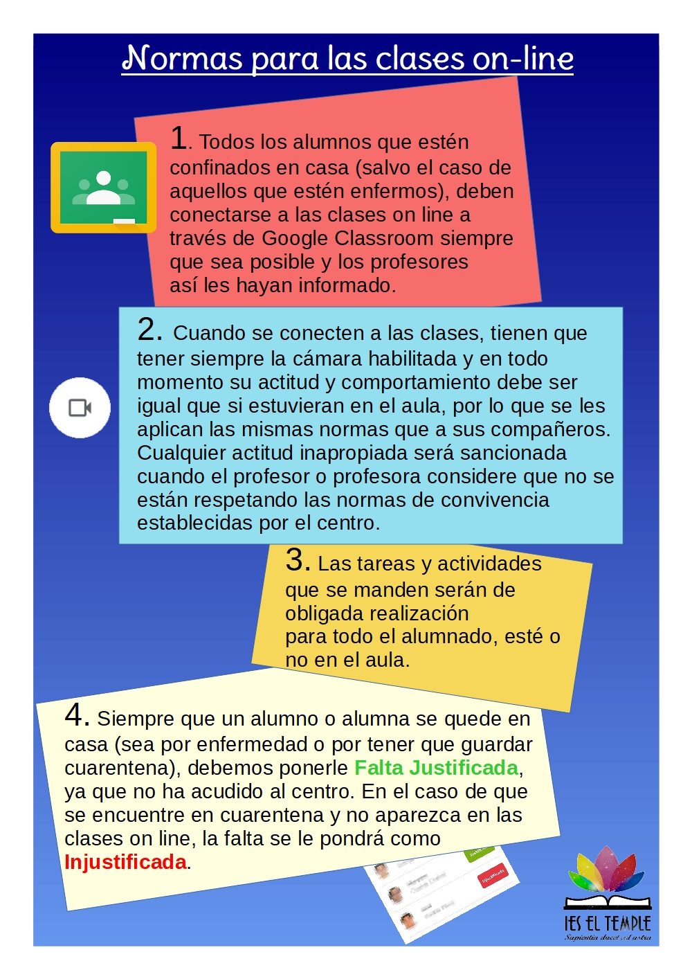 Normas para las clases on-line